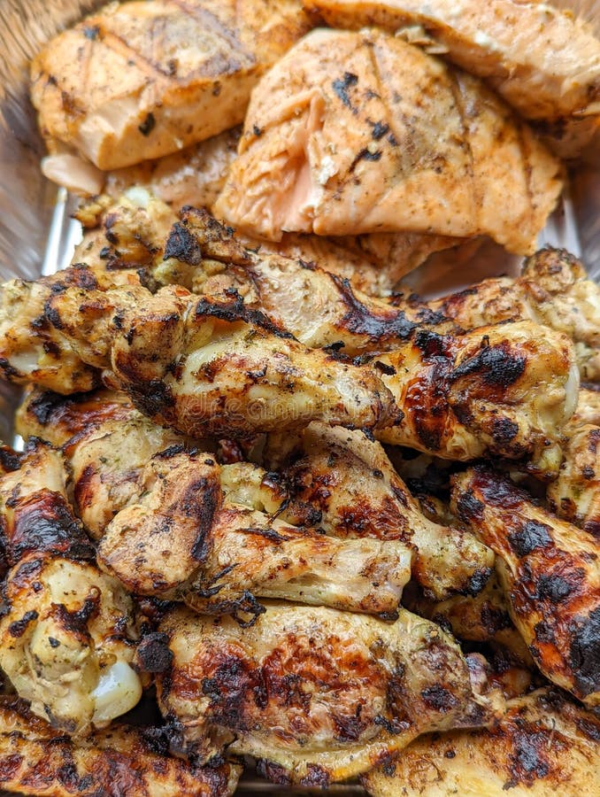 Chicken Meat Fried on a Barbecue Grill Stock Photo - Image of grill ...