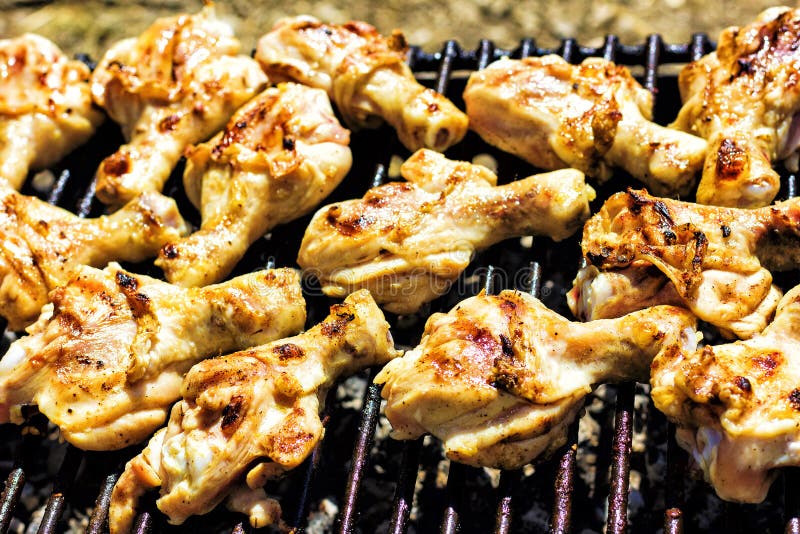 Chicken meat on the grill stock image. Image of cooking - 52480181