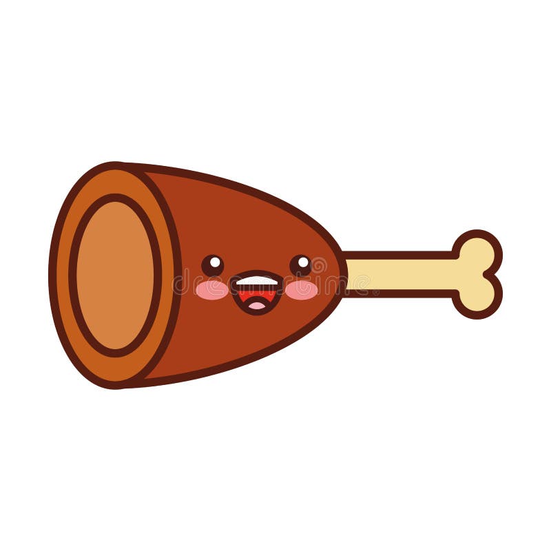 Chicken Meat Kawaii Character Stock Vector - Illustration of chicken ...