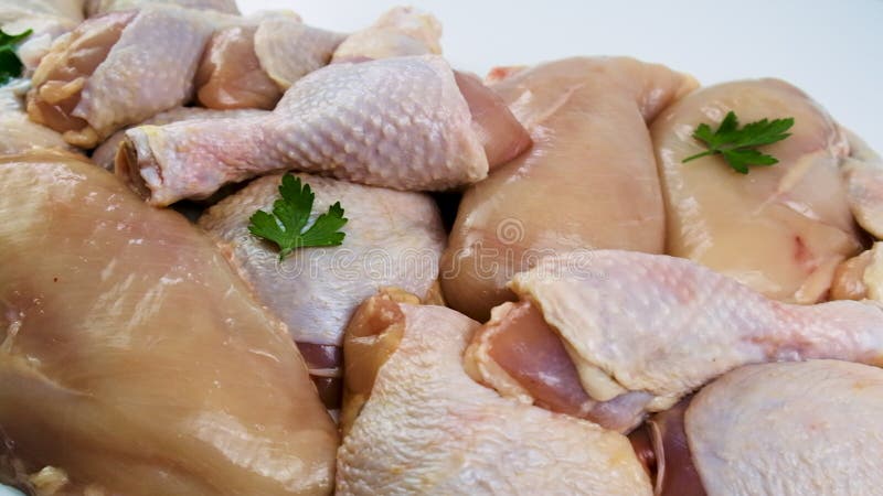 Chicken Meat on a Light Background. Selective Focus Stock Video - Video ...
