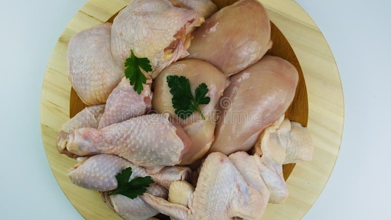 Chicken Meat on a Light Background. Selective Focus Stock Video - Video ...