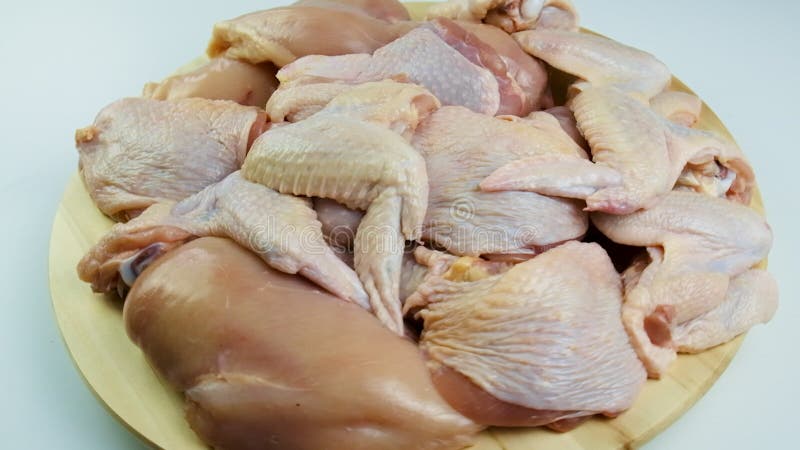 Chicken Meat on a Light Background. Selective Focus Stock Footage ...