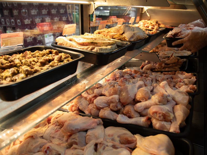 Chicken Meat in the Market Window Stock Image - Image of chicken, store ...