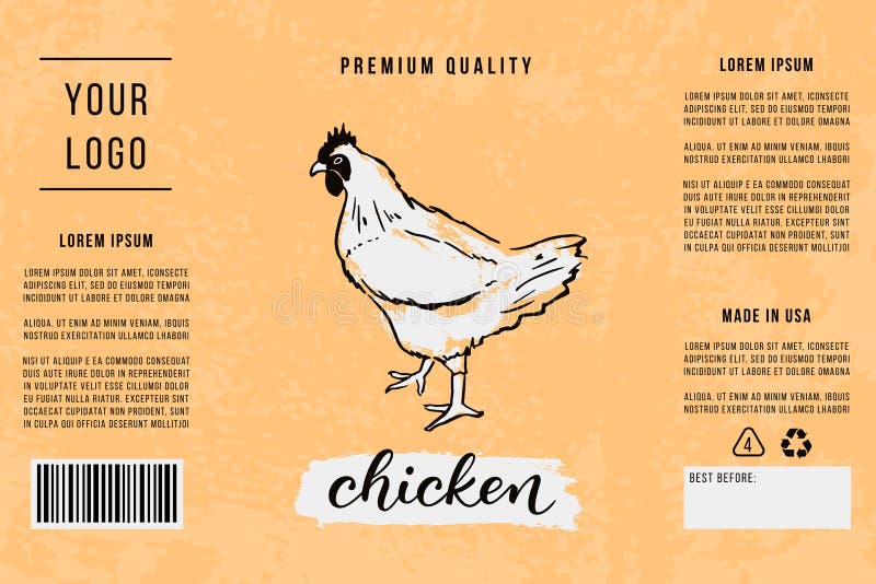 Chicken Meat Packaging Design. Vector Poultry Meat Label Stock Vector ...