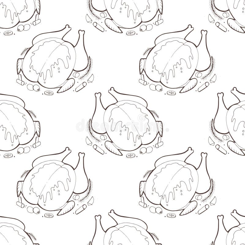 Chicken Meat Pattern Vector, Doodle Art. Whole Fried Chicken Turkey ...