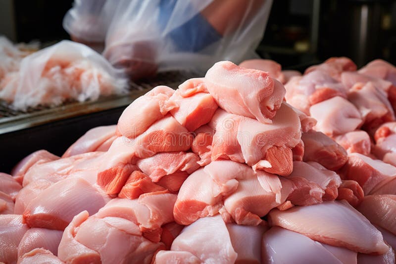 Chicken Meat Production Process from Farm To Processing Stock ...