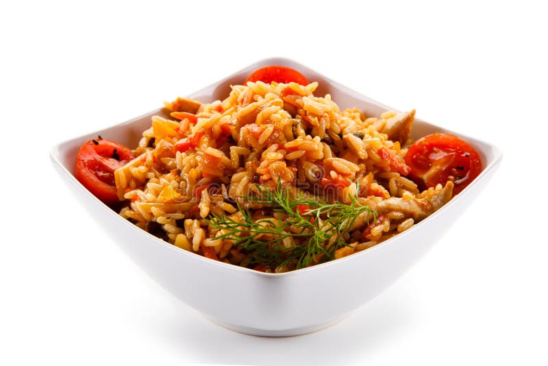 Chicken meat with rice stock image. Image of goulash - 101327381