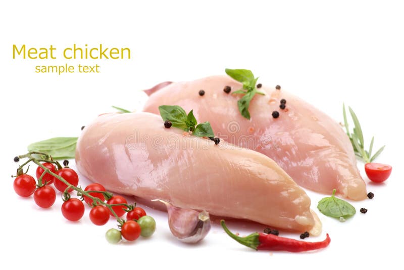 Chicken Meat on White Background Stock Image - Image of cooking, food ...