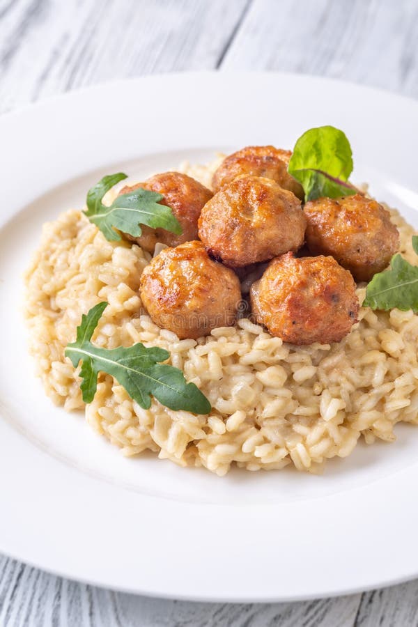 Chicken Meatball Risotto stock image. Image of creamy - 348898447