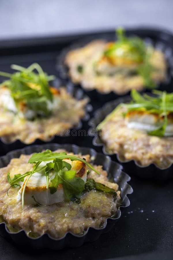 Chicken Minced Meat Baked with Goat Cheese Stock Image - Image of ...