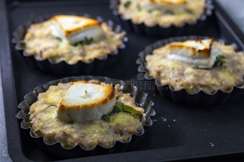 Chicken Minced Meat Baked with Goat Cheese Stock Photo - Image of ...