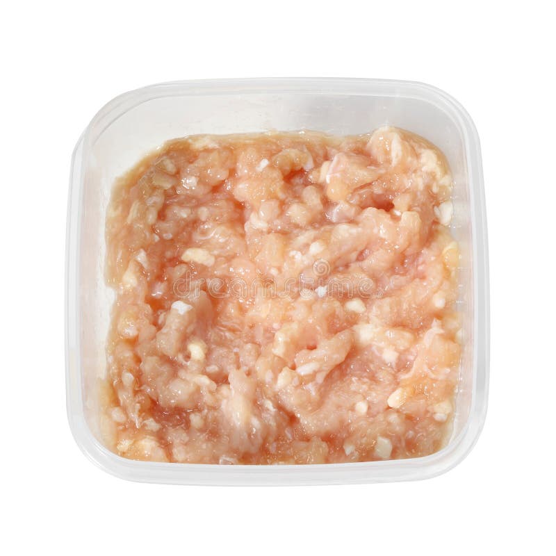 Chicken Minced in Plastic Box on White Background Stock Photo - Image ...