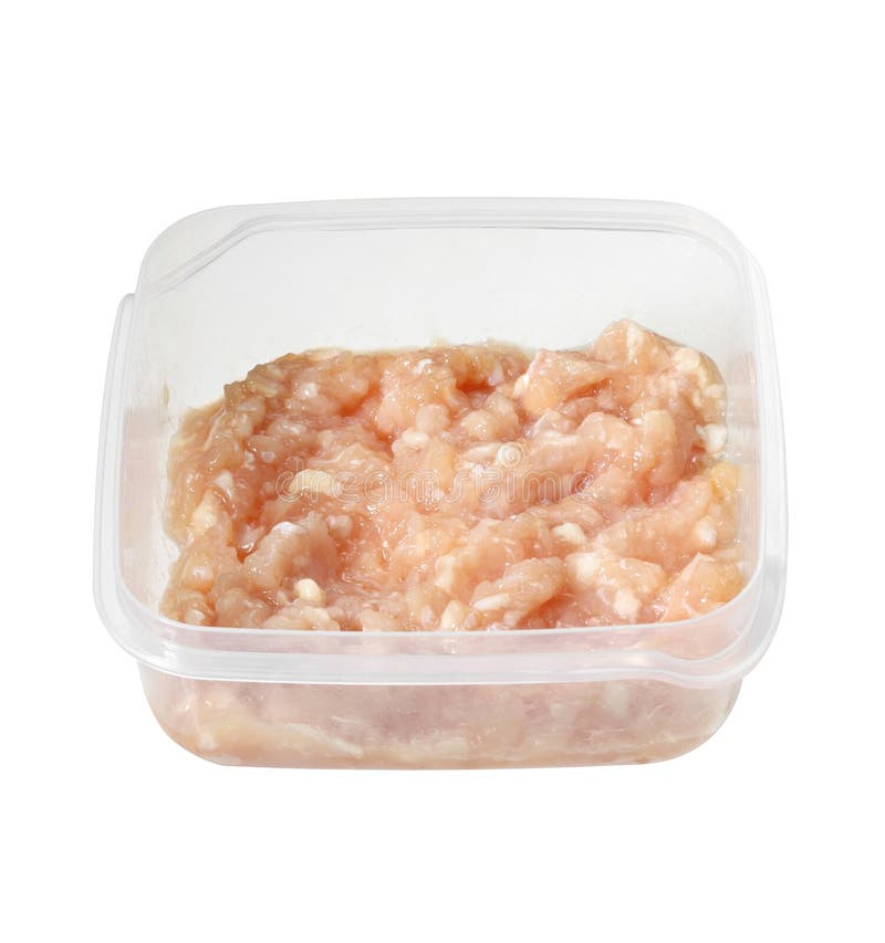 Chicken Minced in Plastic Box on White Background Stock Photo - Image ...