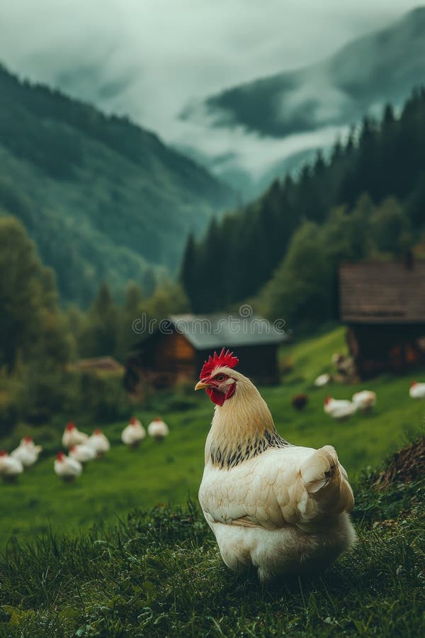 Chicken near mountain stock image. Image of chicken - 381609669