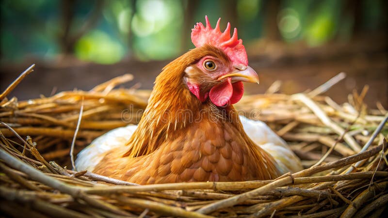 Chicken in a nest stock photo. Image of feather, animals - 333169194