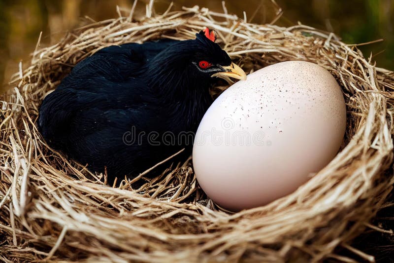 Chicken in Nest and Chicken Hatching from Egg. Stock Illustration ...