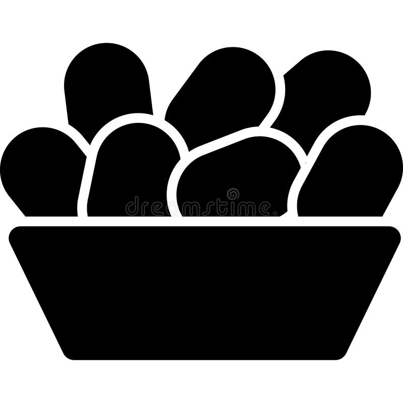Chicken Nugget Glyph Icon Food Vector Stock Vector - Illustration of ...