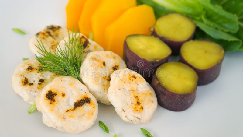 Chicken Nugget with Steamed Vegetables Stock Image - Image of health ...