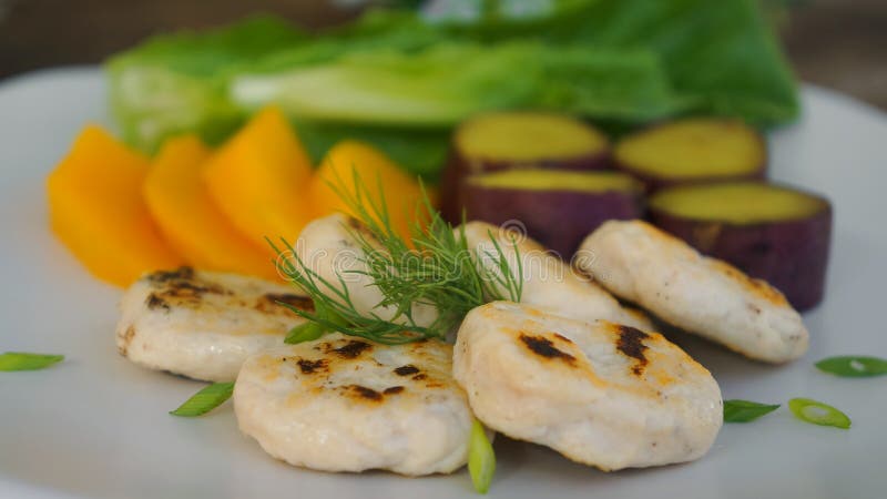 Chicken Nugget with Steamed Vegetables Stock Photo - Image of grilled ...