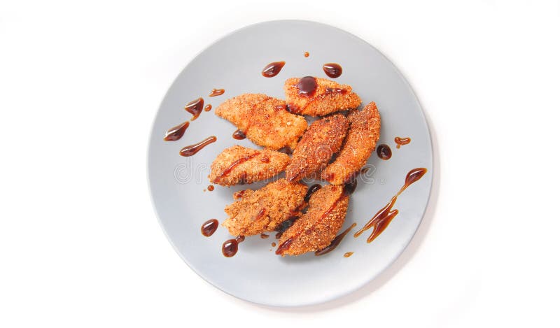 Chicken Nuggets in Blue Plate Stock Photo - Image of isolated, dinner ...