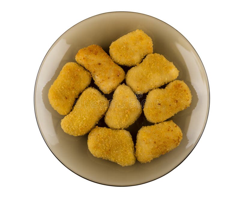 Chicken Nuggets in Brown Plate Isolated on White Background Stock Image ...