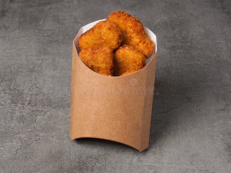 Chicken Nuggets in Craft Packaging. Close-up Stock Image - Image of ...