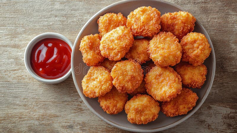 Chicken Nuggets with a Dipping Sauce Stock Image - Image of plate ...