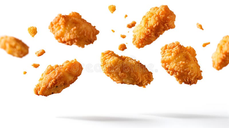 Chicken Nuggets Flying in the Air Stock Photo - Image of snack, breast ...