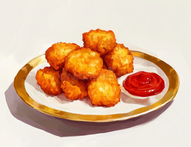 Chicken Nuggets with Ketchup on Plate. Generative AI. Stock ...