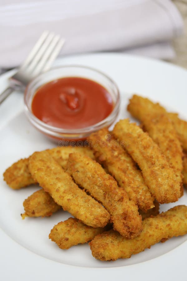 Chicken nuggets on a plate stock photo. Image of ketchup - 174448044
