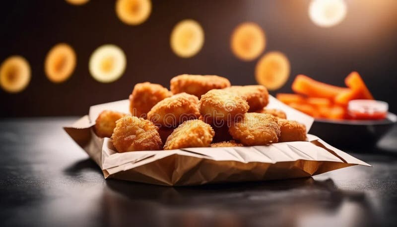 Chicken Nuggets in Paper Bag Stock Illustration - Illustration of diet ...