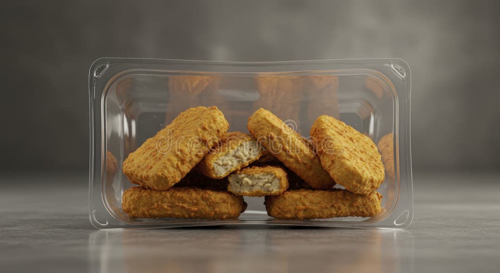 Chicken Nuggets in Plastic Container Ready for Cooking or Serving Meal ...
