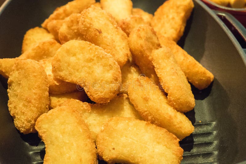 Chicken Nuggets Served in Pan Stock Image - Image of fork, solar: 77678609