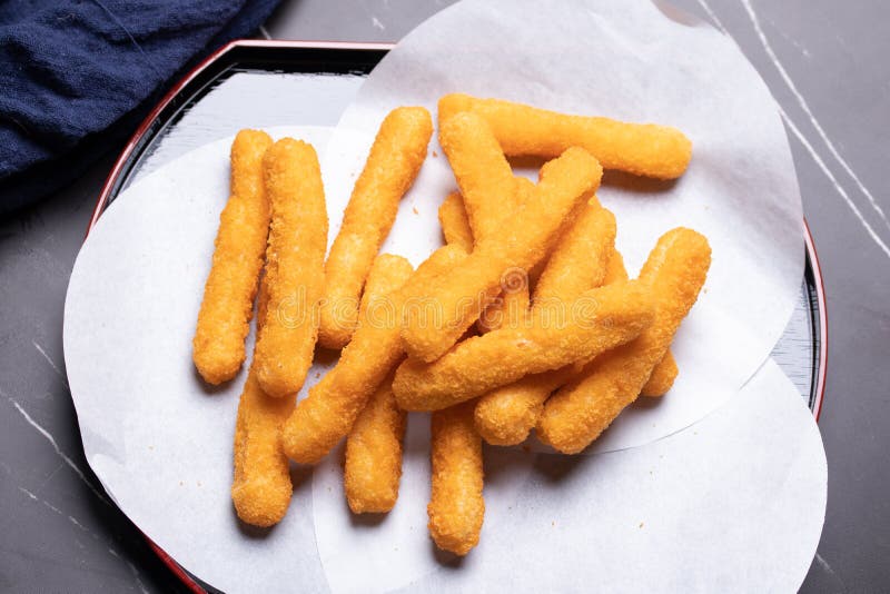 Chicken Nuggets Sticks in a Cup on Black Background Stock Image - Image ...