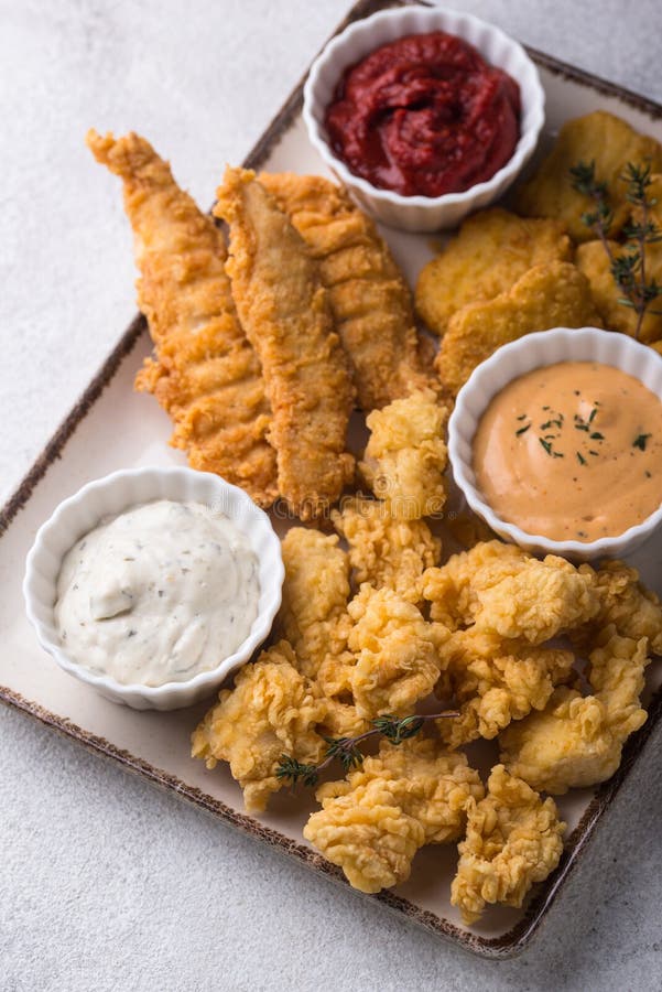 Chicken Nuggets, Strips and Bites Stock Image - Image of fresh, dish ...