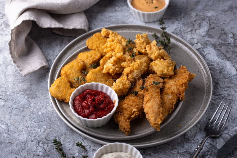 Chicken Nuggets, Strips and Bites Stock Image - Image of roast, tasty ...