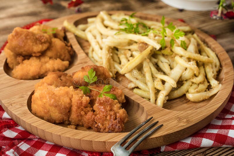 Chicken Nuggets with Yellow Beans Stock Photo - Image of dinner, crispy ...