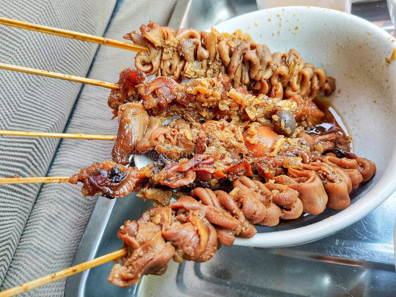 Chicken Offal Satay on a Bowl Stock Image - Image of satay, asian ...