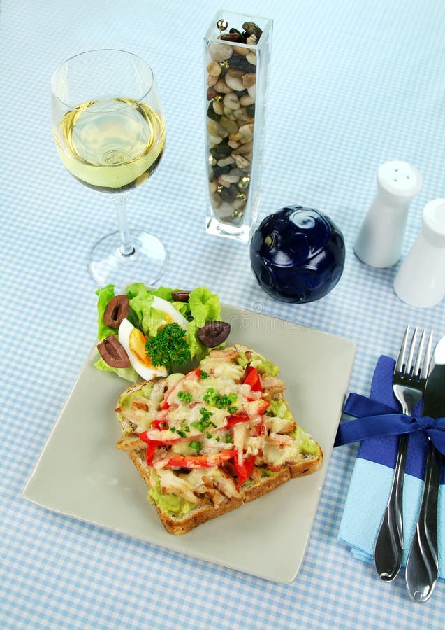Chicken Open Grill Sandwich Stock Photo - Image of garnish, culinary ...