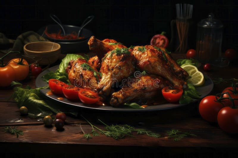 Chicken Out of the Oven. Generative AI Stock Illustration ...