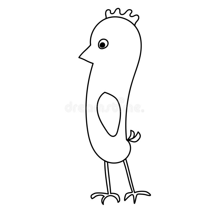 Chicken Outline on White Background . Vector Isolated Image of Doodle ...