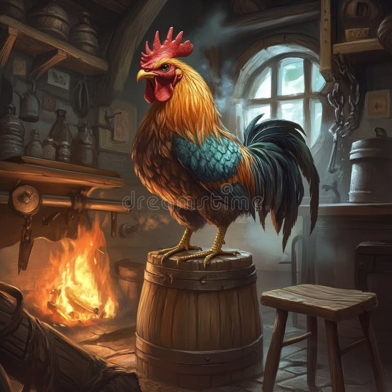 Chicken Painting Over Flames: a Bird in Flight Stock Photo - Image of ...