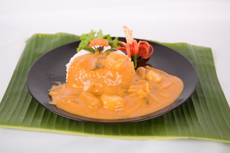 Chicken Panang Curry Served with Rice Thai Food Stock Image - Image of ...