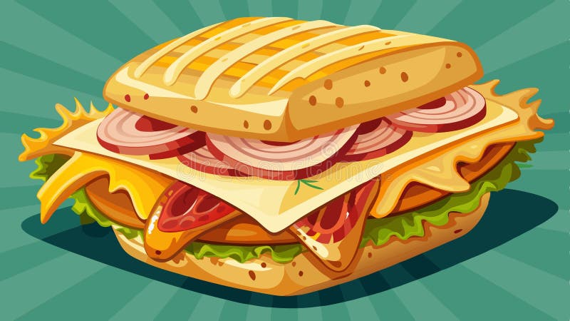 Chicken Panini with Bacon and Cheese Stock Vector - Illustration of ...