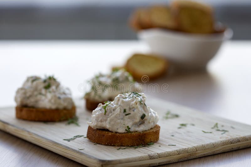 Chicken Paste on Baked Bread Stock Photo - Image of bread, spice: 180121102