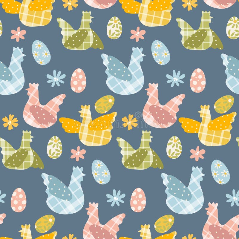 Chicken Pattern with Checkered Fabric Texture. Chicken, Rooster and ...
