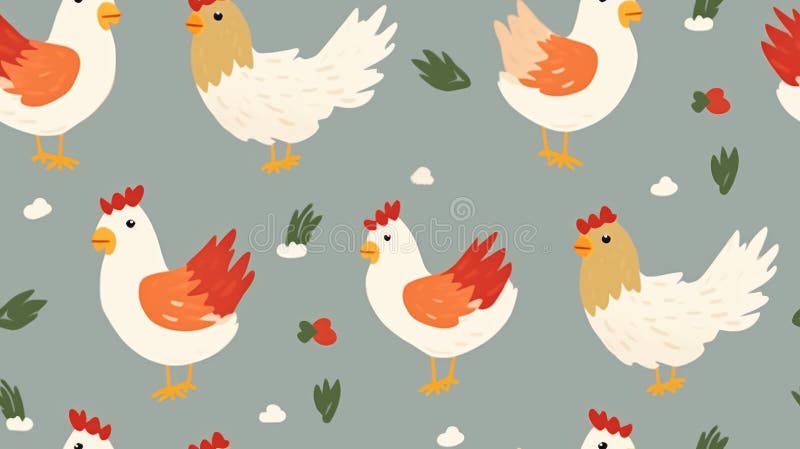 Chicken Pattern. Cute Children S Pattern with a Chicken Stock ...
