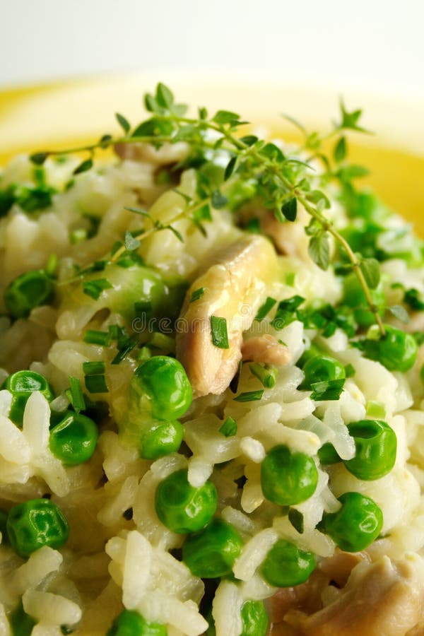 Chicken and Pea Risotto stock photo. Image of thyme, dining - 8954354