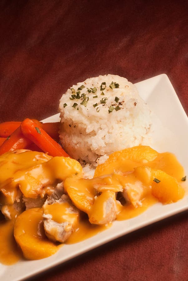 Chicken in peaches sauce stock photo. Image of delicious - 37727694