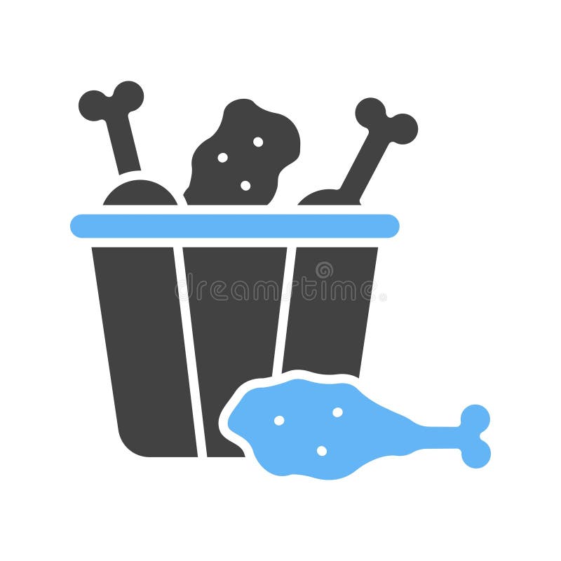 Chicken Piece Bucket Icon Image. Stock Illustration - Illustration of ...
